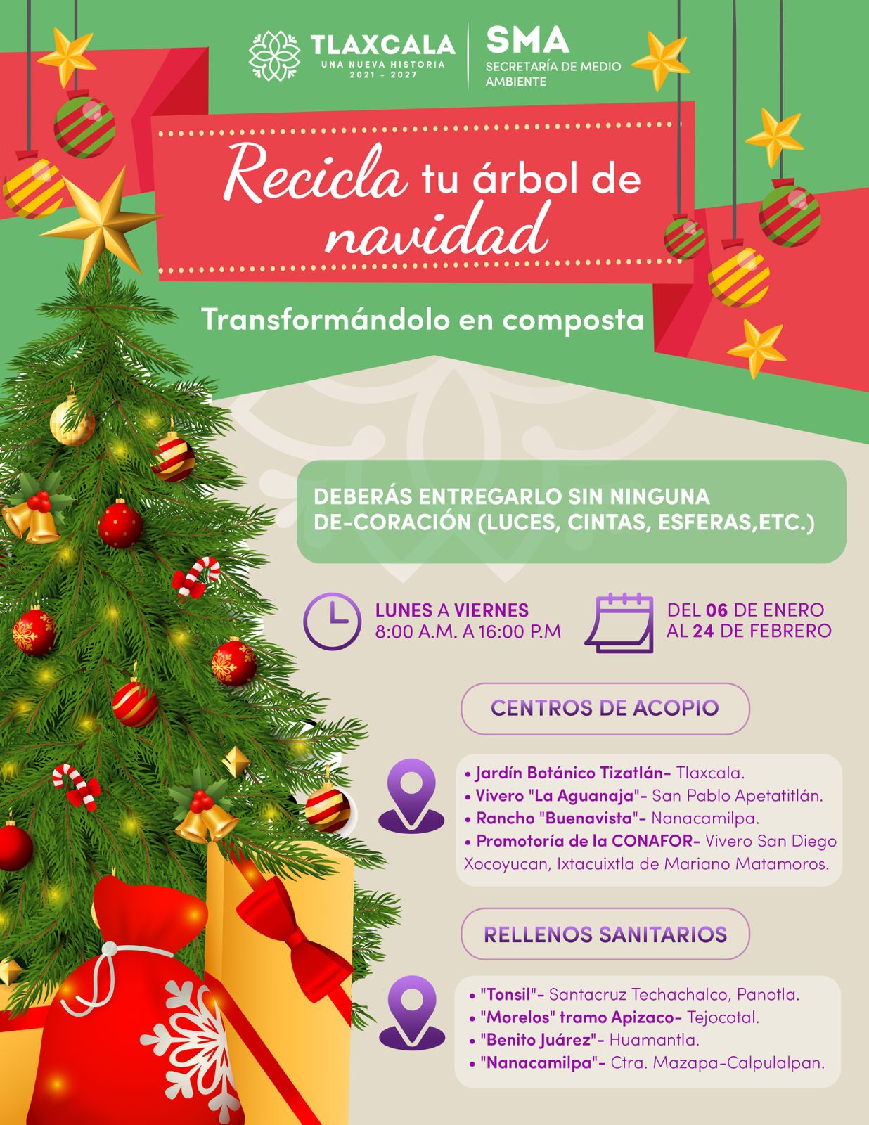 Inicia SMA campaña de acopio 'Recicla tu Árbol de Navidad' - Cuarto de ...